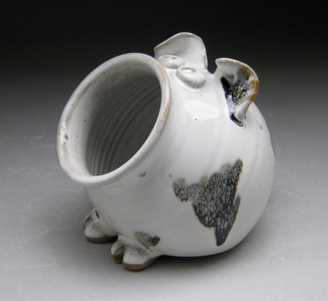 Ceramic Salt Pig - Pig Jar - Salt Cellar - White With Black Spots ...