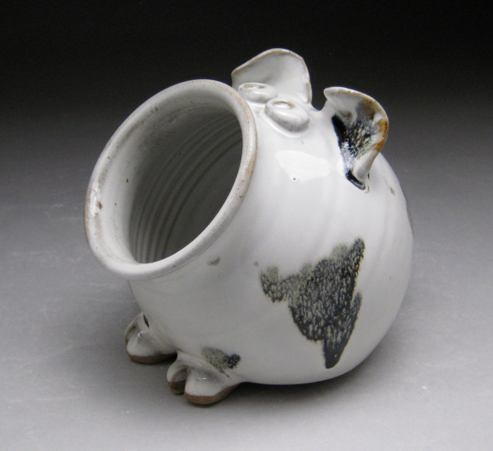 Ceramic Salt Pig Pig Jar Salt Cellar White With Black - Etsy Australia