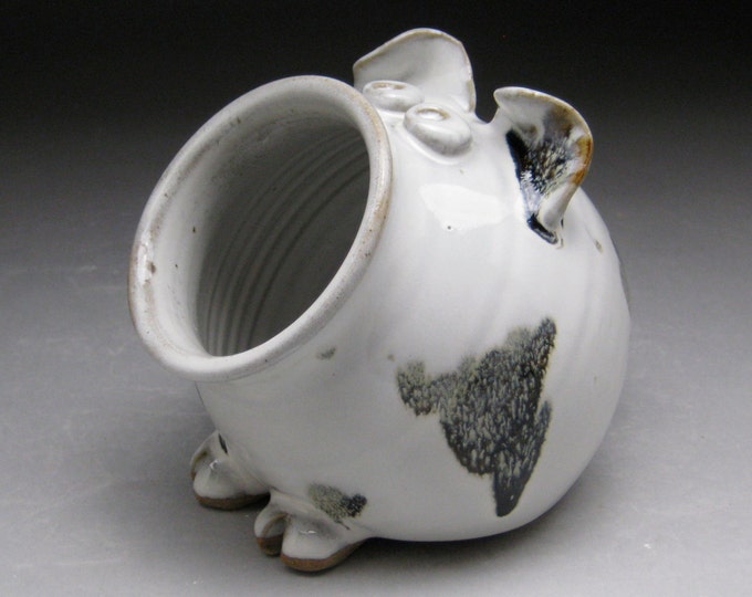 Ceramic Salt Pig Pig Jar Salt Cellar White With Black | Etsy