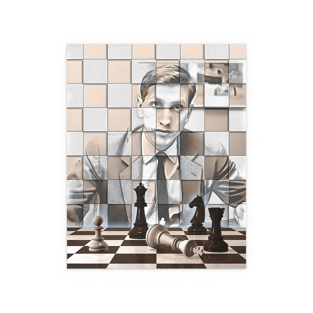 Silk Poster, Bobby Fischer Chess Grandmaster, Intricate Design, Indoor ...