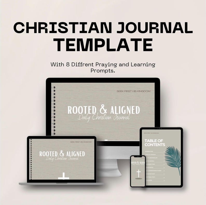 Rooted & Aligned Christian Journal Template - Etsy