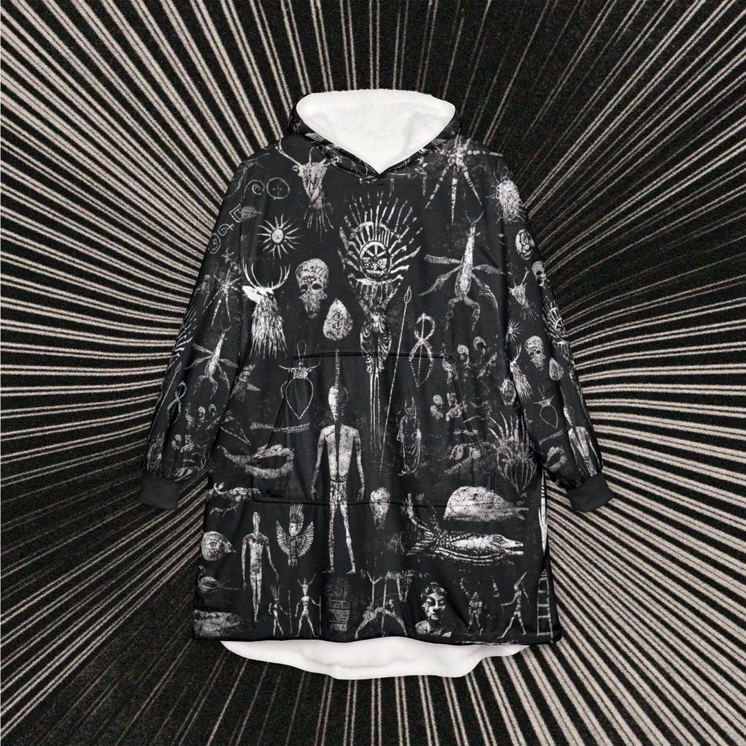 Metalcore Blanket Hoodie - Ancient Aztec Cave Drawings - Cozy Winter ...