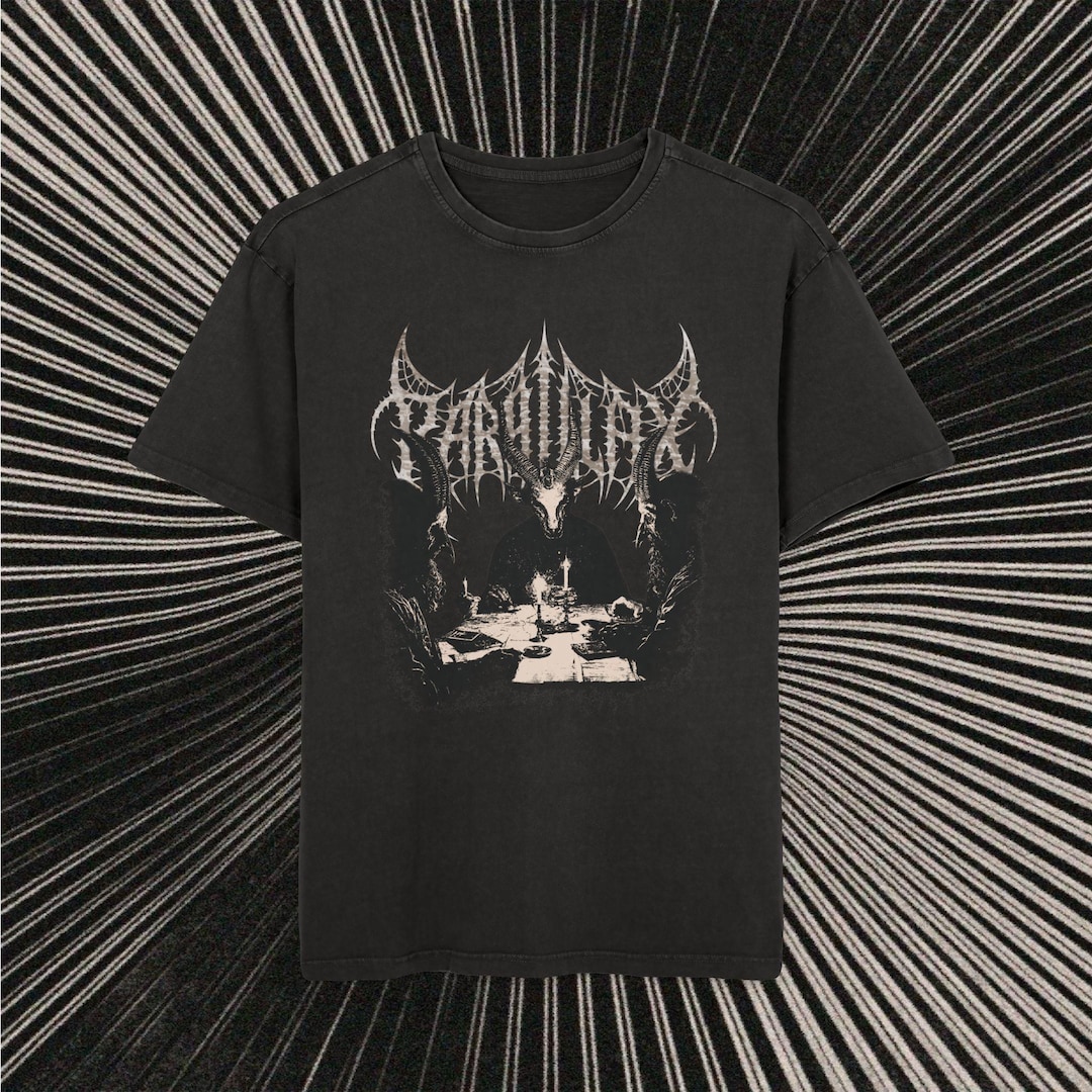 Vintage Baphomet Parallax Acid Washed Heavy Oversize Tee, Metalcore ...