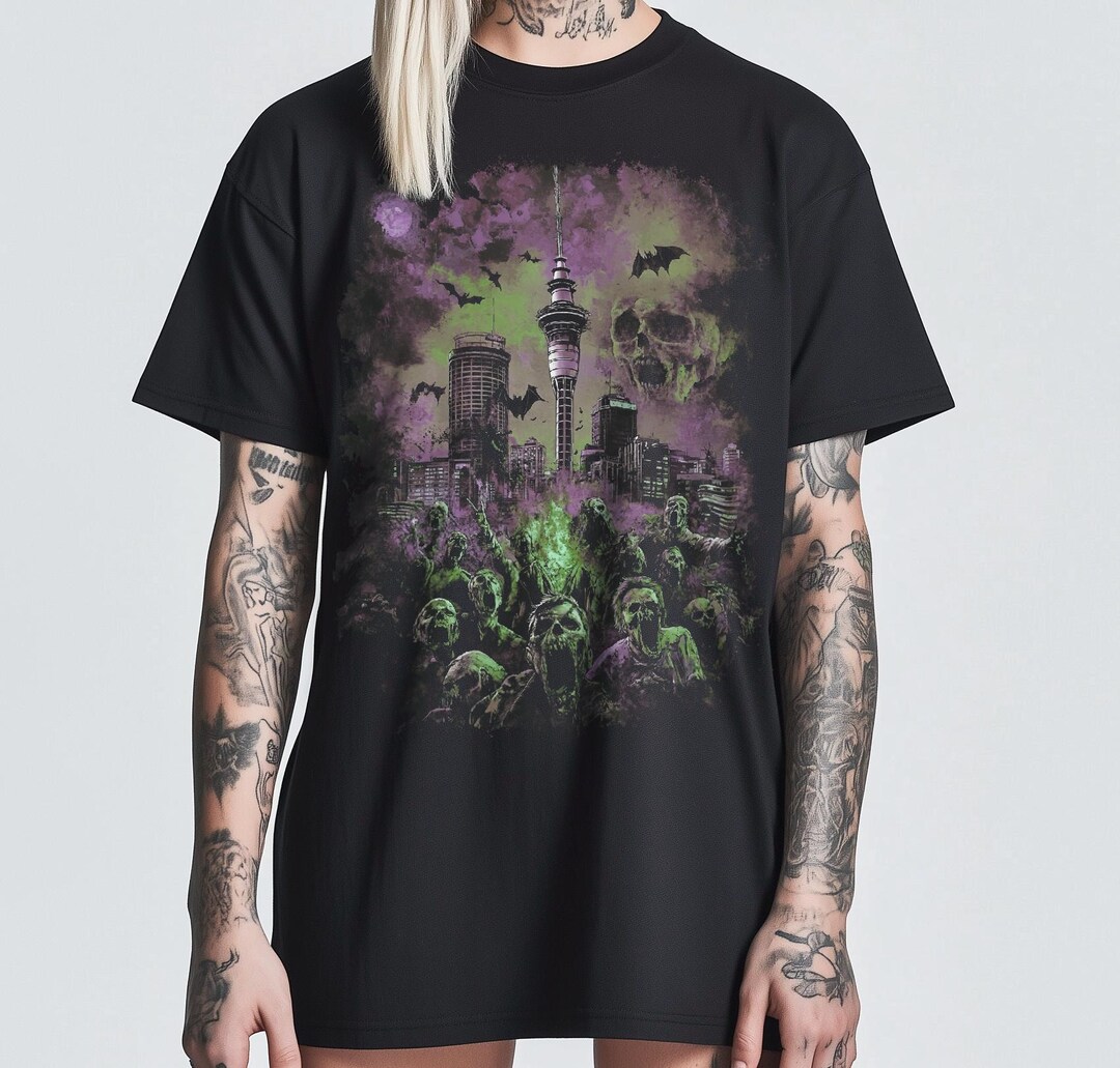 Zombies City Unisex Tee, Original Graphic Dark Art Shirt, Grunge Horror ...
