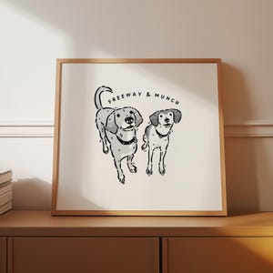 Digital Custom Two Pet Portrait for Dogs/cats, Minimalist Line Art ...
