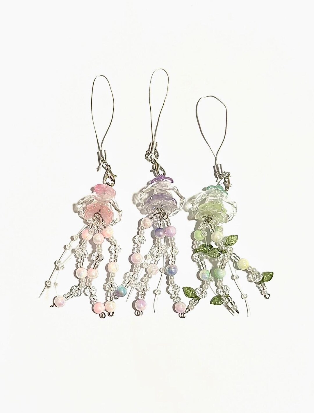 Jellyfish Keychain | Beaded Keychains |handcrafted Trinkets | Bag Charm ...