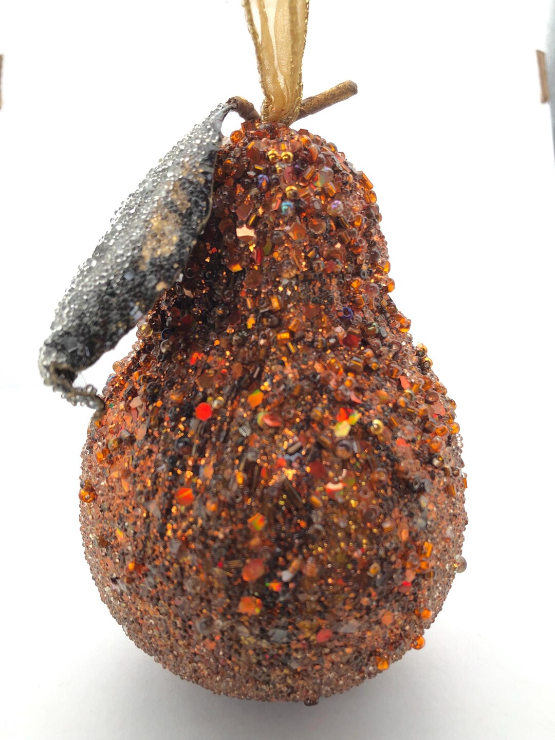 Beaded Apple Pear Fruit Christmas Ornament Orange Rust Color - Etsy