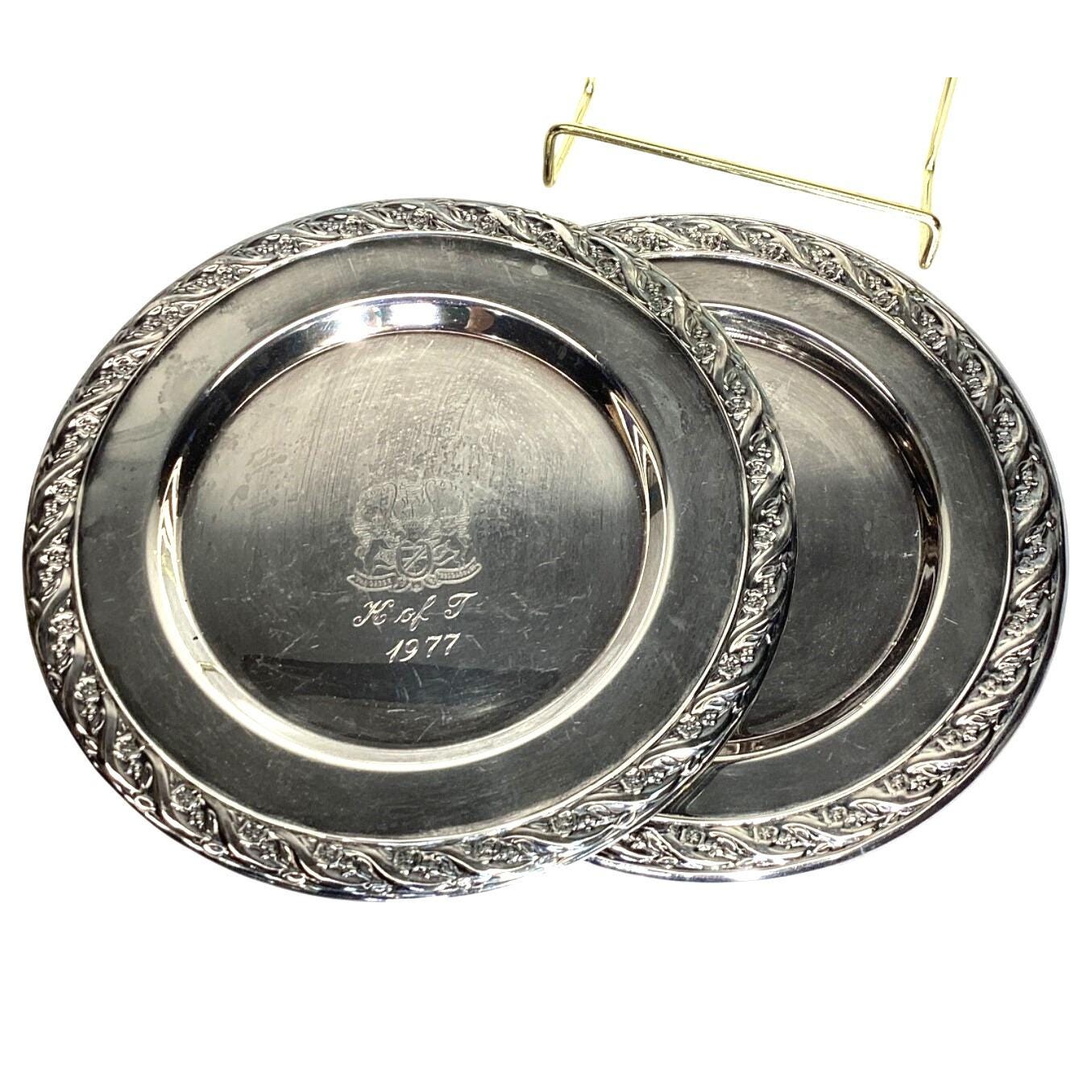 Vintage Sheffield Silver-plated Decorative Plates Trinket Dish Candle ...
