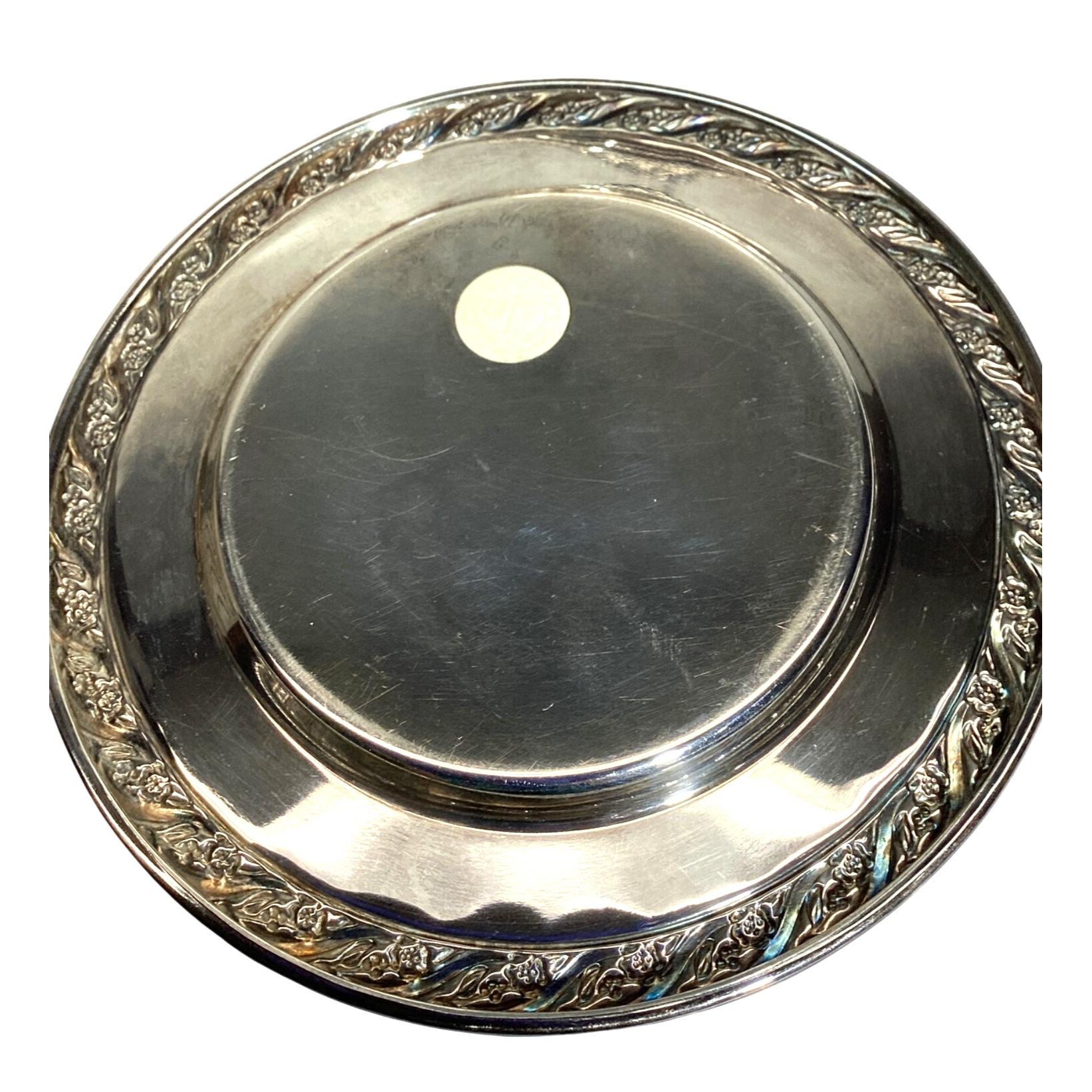 Vintage Sheffield Silver-plated Decorative Plates Trinket Dish Candle ...