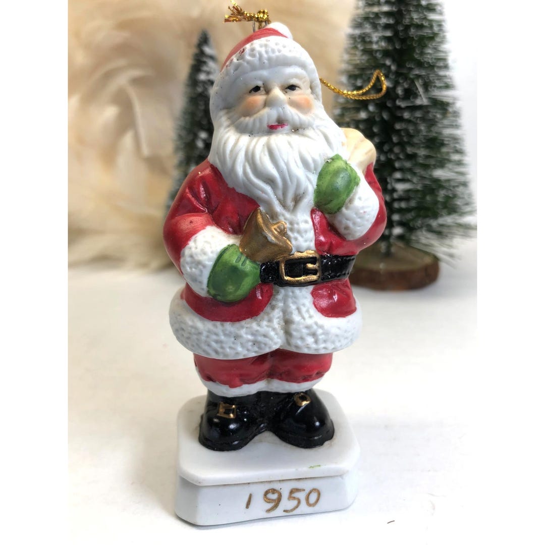 Vintage 1950 Porcelain Santa Figurine Ornament Collectible - Etsy