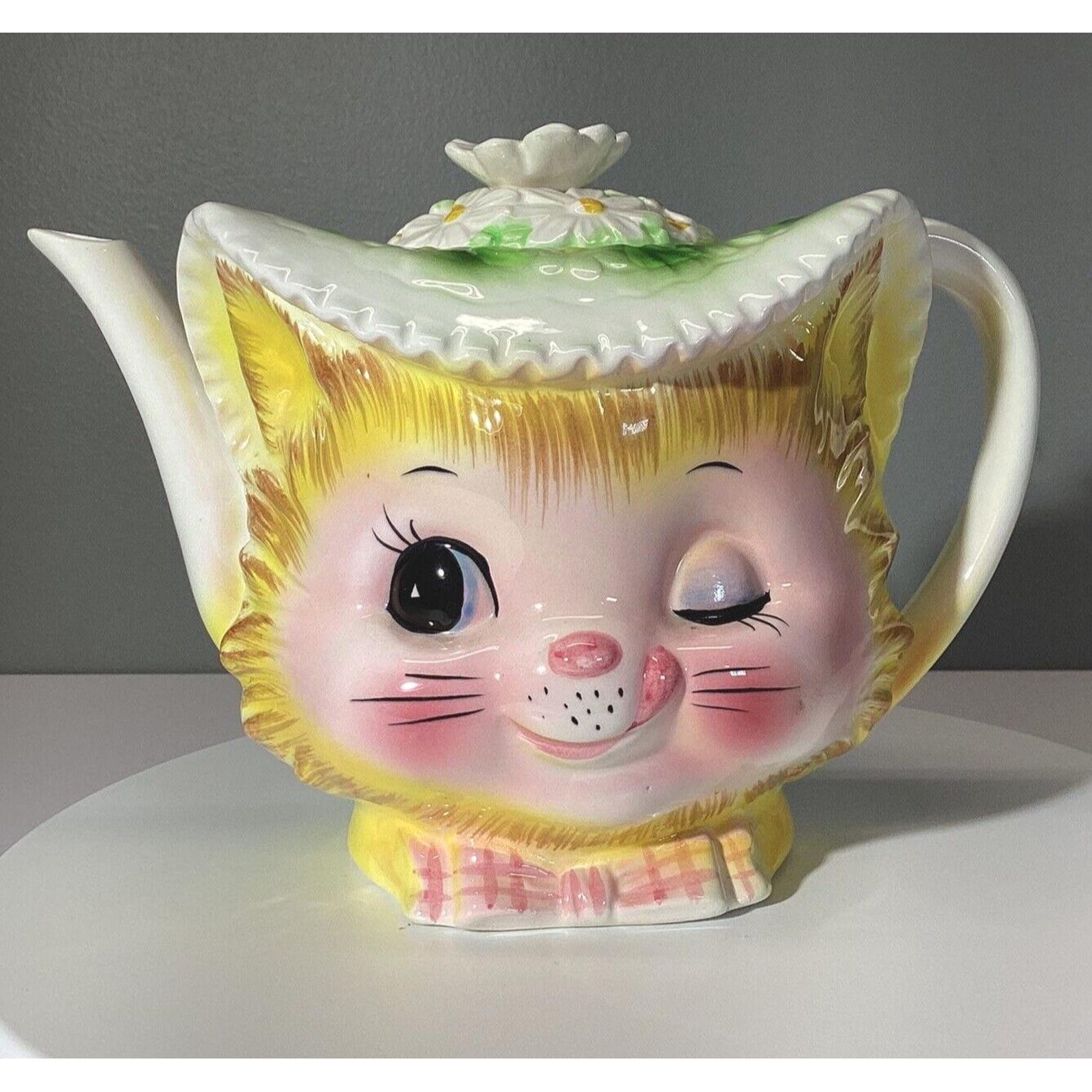 Rare VNTG Lefton KITTY CAT Teapot Coffee Pitcher Pot Anthropomorphic - Etsy