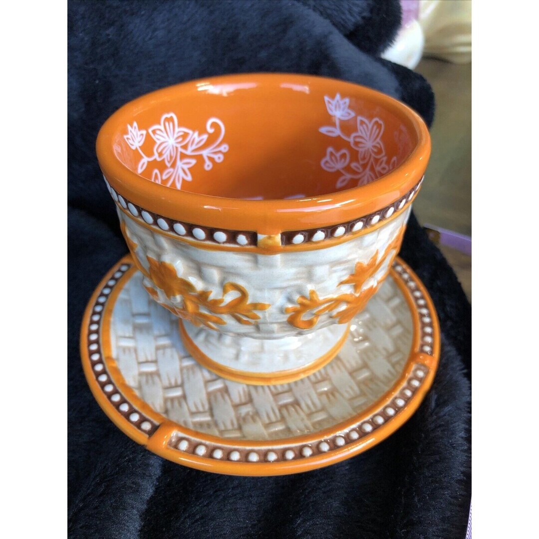 TEMPTATIONS BY TARA Old World Orange Cups and Saucer Set of 2 Items - Etsy