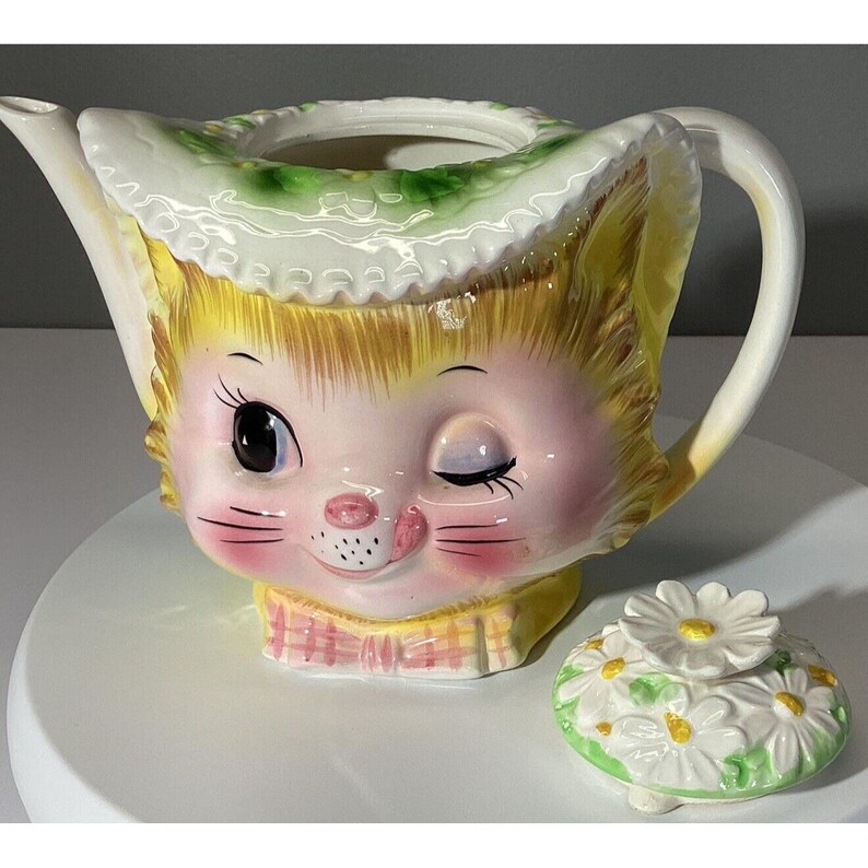 Rare VNTG Lefton KITTY CAT Teapot Coffee Pitcher Pot Anthropomorphic - Etsy