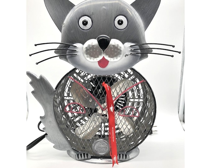 Himalayan Breeze Decorative Cat Fan Sculpted Ironwork 14" Desktop ...
