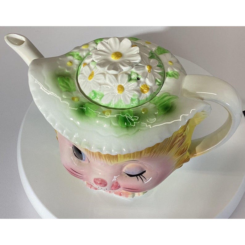 Rare VNTG Lefton KITTY CAT Teapot Coffee Pitcher Pot Anthropomorphic - Etsy