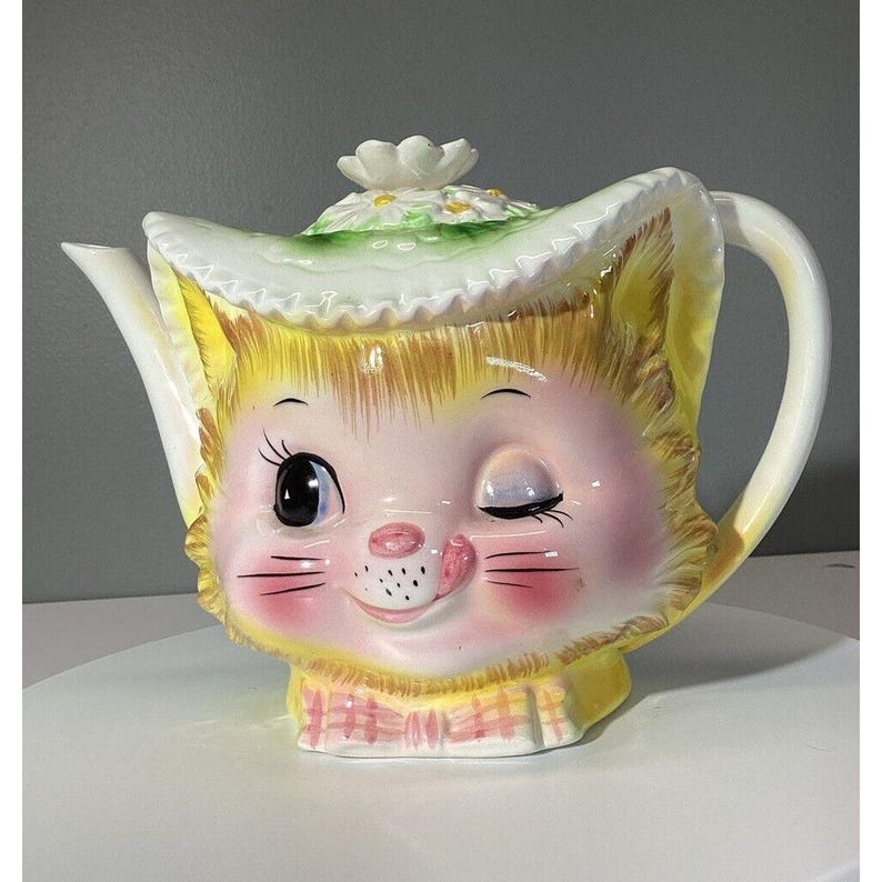 Rare VNTG Lefton KITTY CAT Teapot Coffee Pitcher Pot Anthropomorphic - Etsy