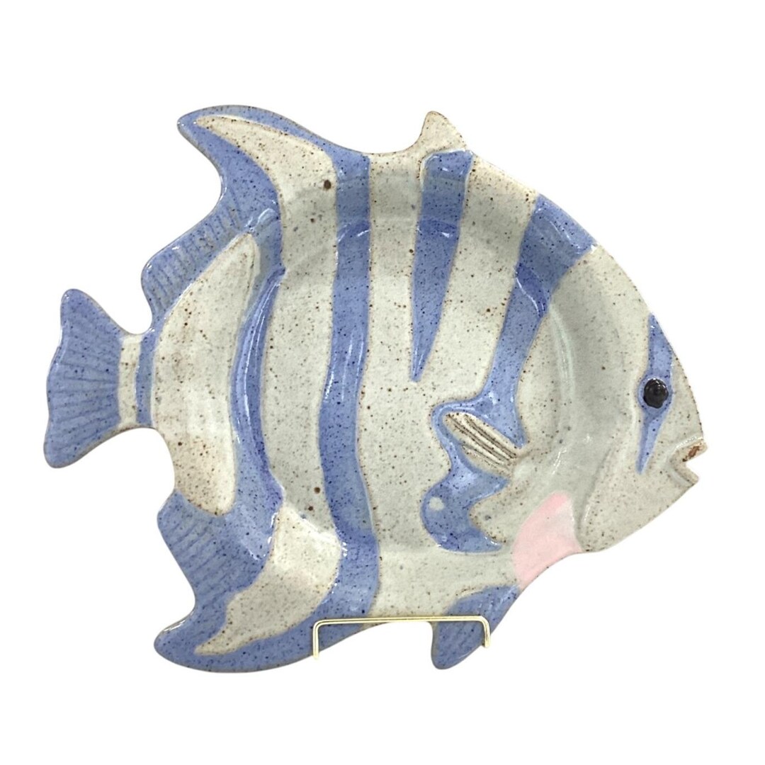 Fish Shaped Pottery Serving Tray Platter 14.5" Artist Tom Chamberlain ...