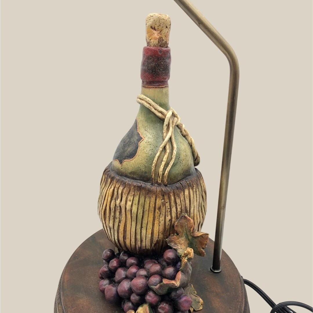Vintage Table Lamp Tuscan Enesco Grapes Wine Bottle Decor - Etsy