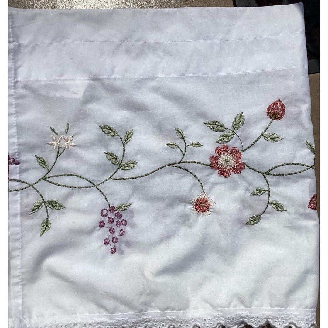 Vintage Kitchen White 14X56 Window Valance Treatment Embroidery ...