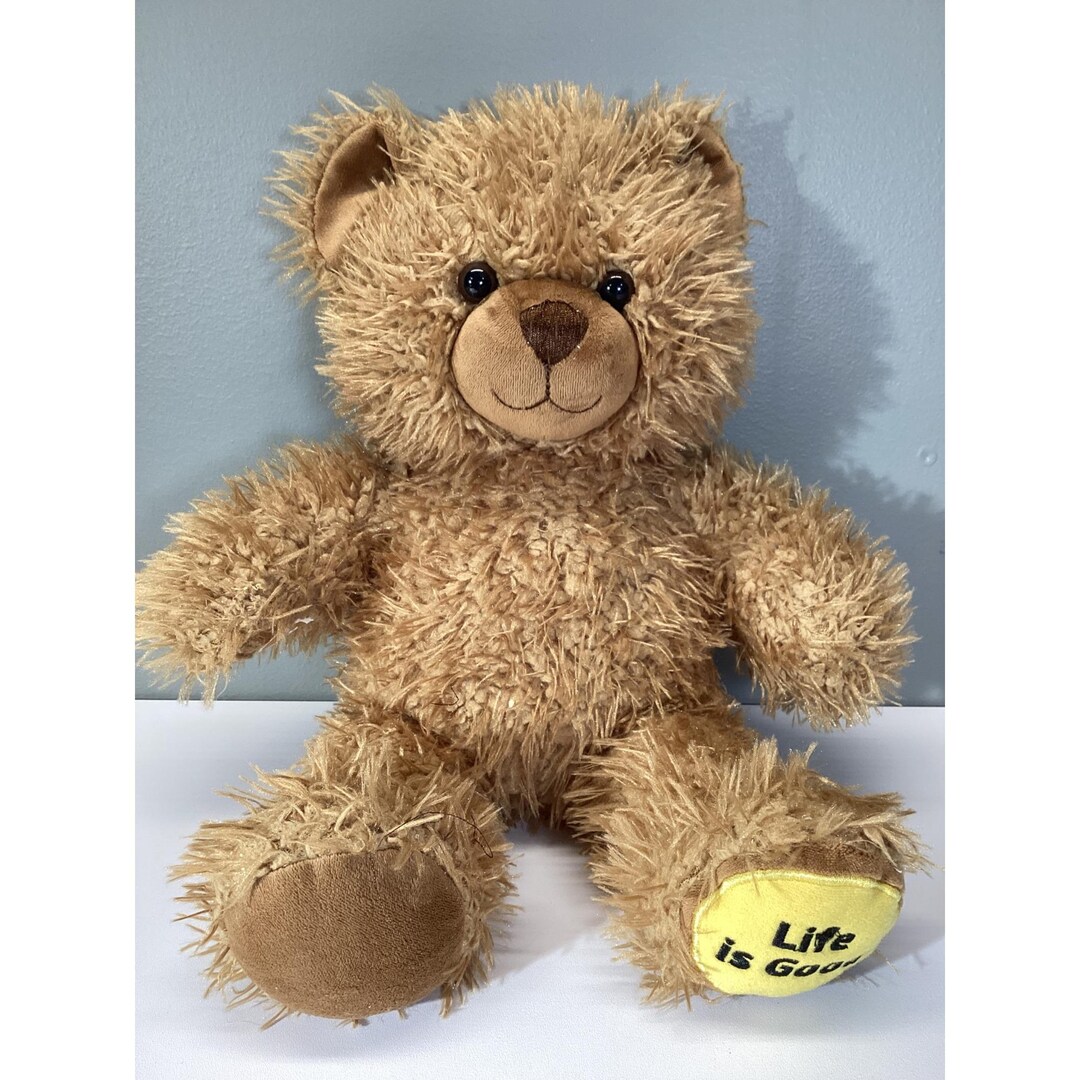 Build A Bear BAB Life is Good Teddy Bear Shaggy Brown Stuffed Animal ...