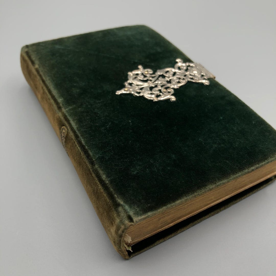 Antique Books German Hymnal Gesangbuch Green Velvet First Edition 1883 ...