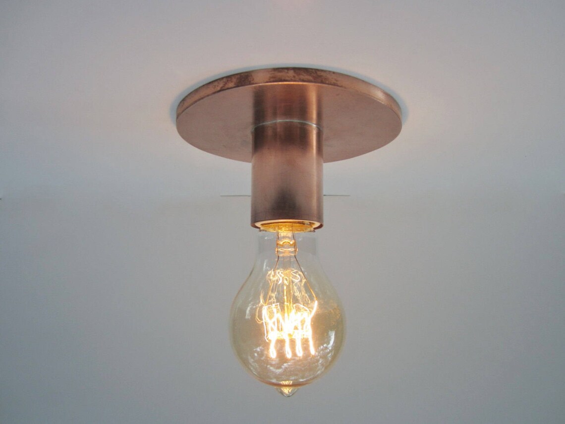Copper Flush Mount Ceiling Light or Wall Sconce Minimalist | Etsy