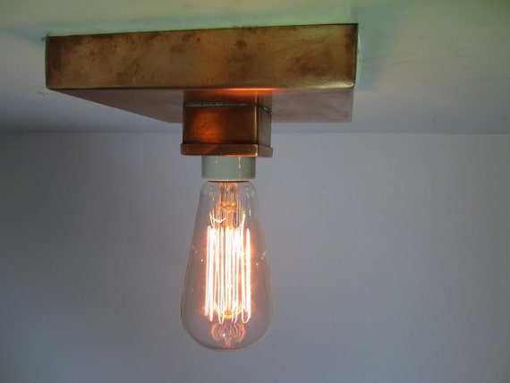 Items similar to Copper Ceiling Mount or Wall Sconce Exposed Bulb ...