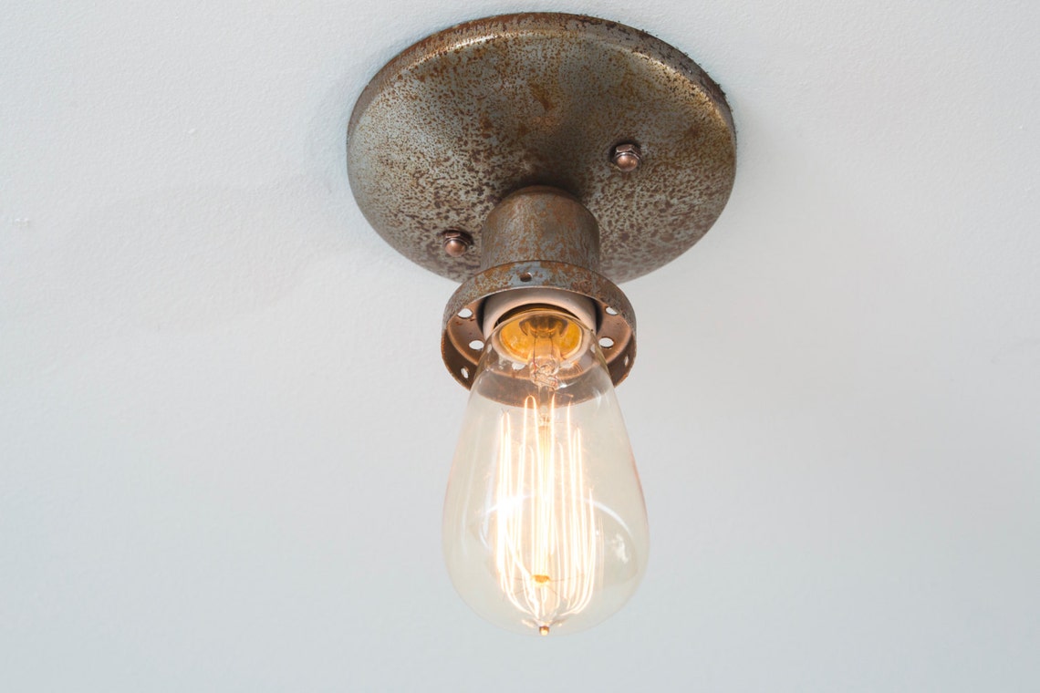 Wall Sconce or Flushmount Ceiling Light rustic Industrial | Etsy