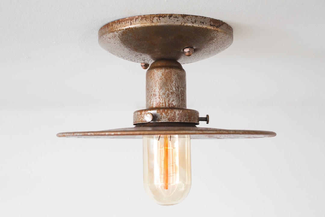 Rustic Flush Mount Ceiling Light - Industrial Farmhouse Lighting Decor ...