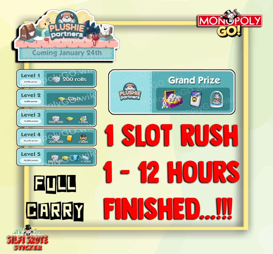 PLUSHIE PARTNERS Monopoly_go Coming January 24th - Etsy