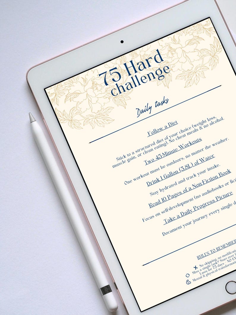 75 Hard Challenge Rules & Daily Checklist | Habit Tracker | Fitness ...