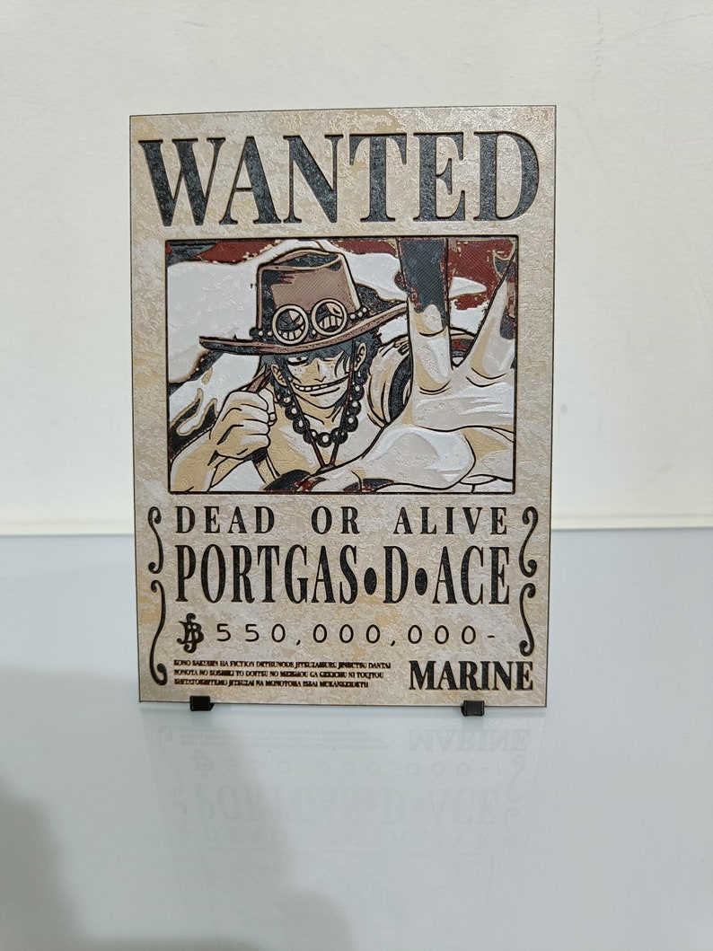 One Piece Wanted Poster 3D | Ace - Etsy
