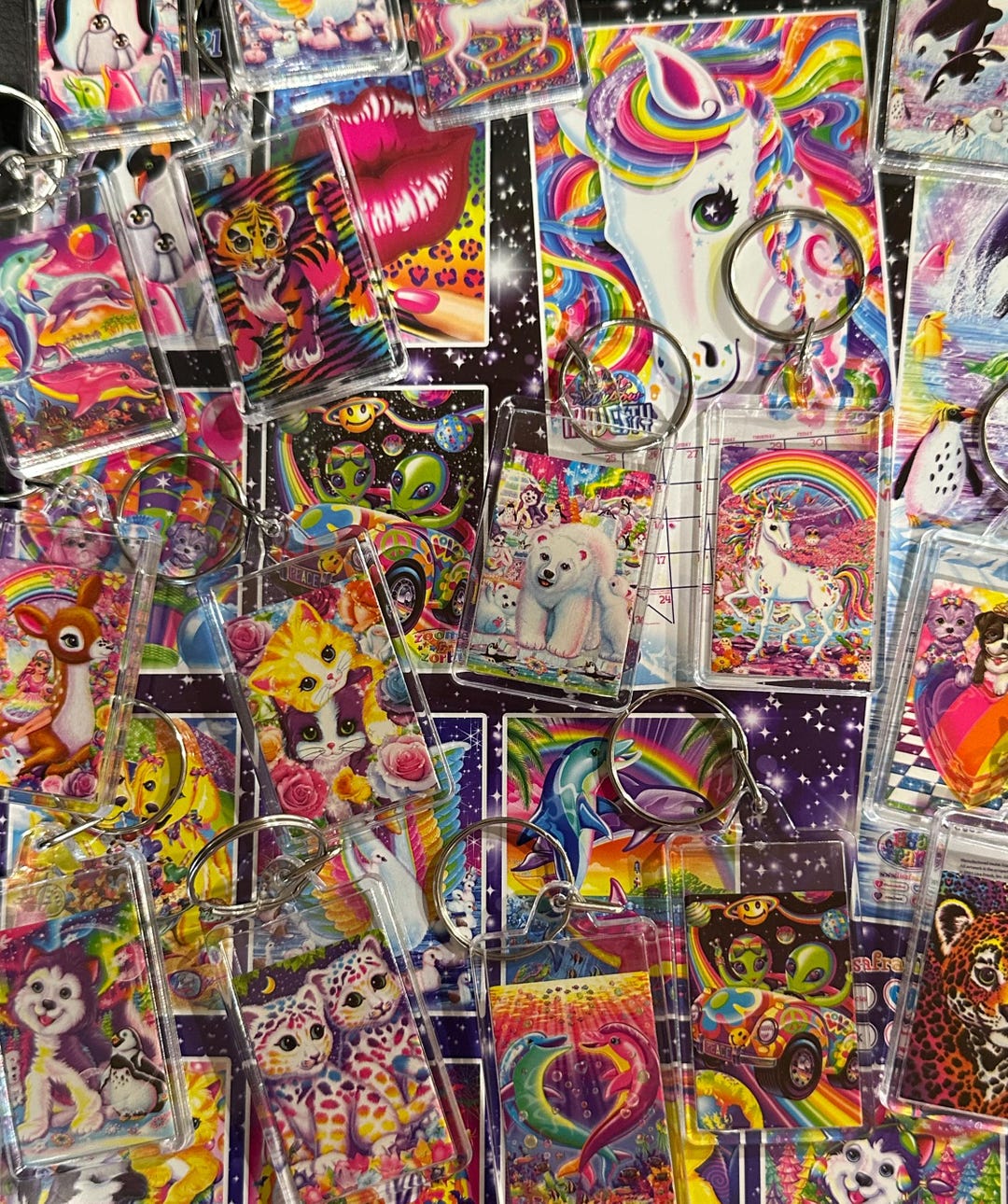 Lisa Frank Keychains, 90's Inspired, Choose One, Valentines Day, Party ...