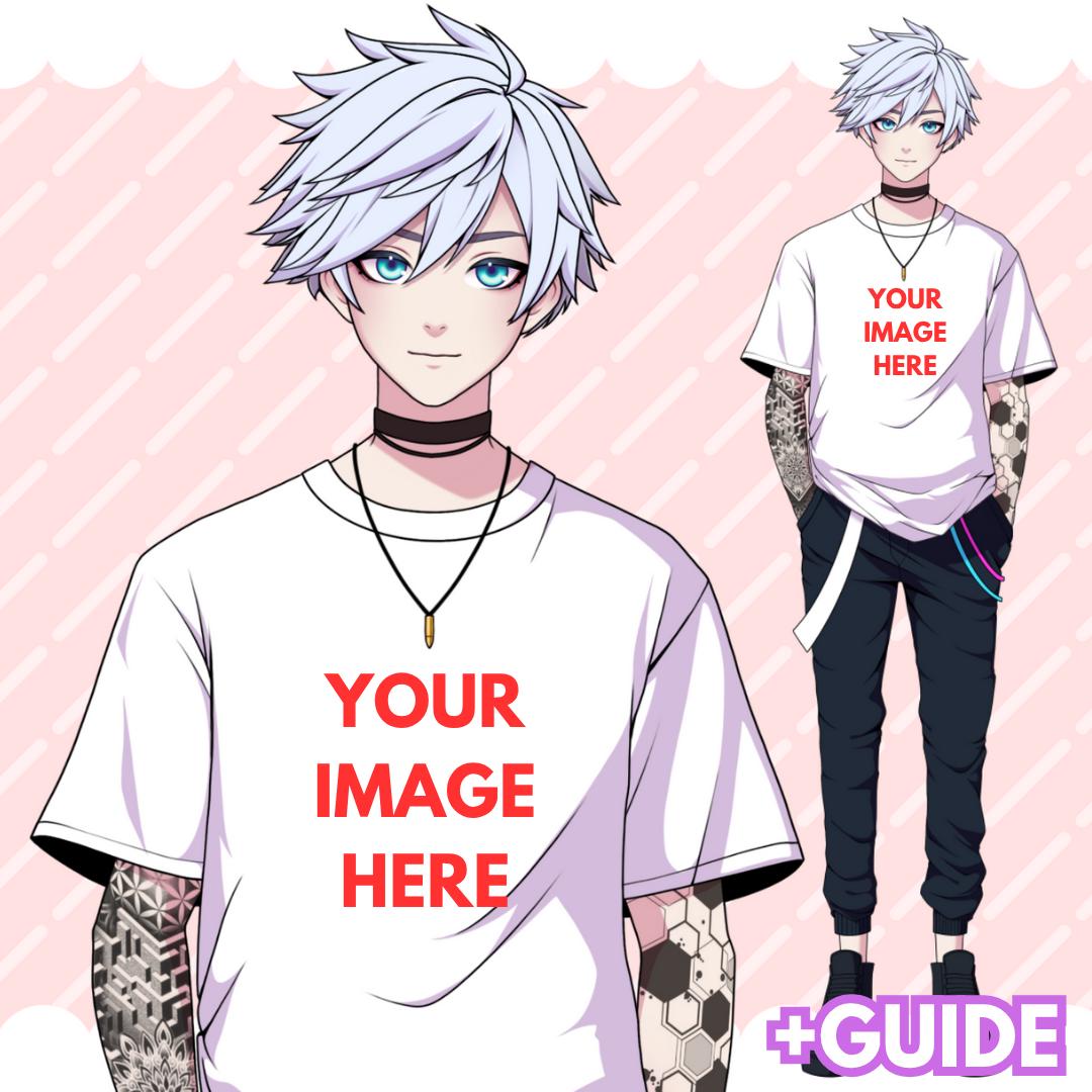 Premade Fullbody Live2d Male Vtuber Model: White Bad Rebel Rock Boy ...