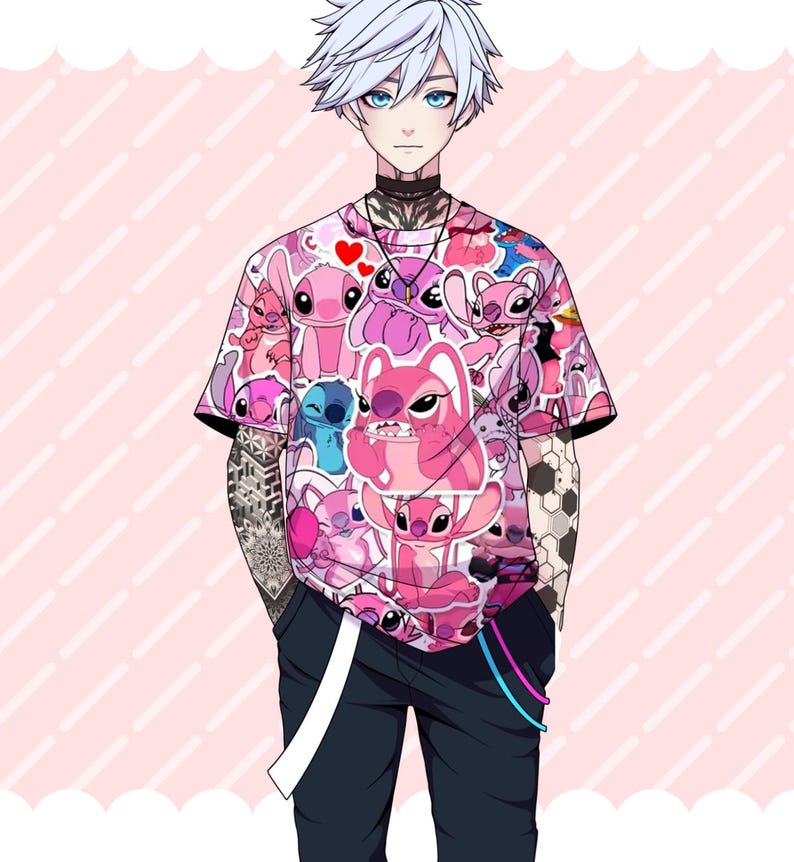 Premade Fullbody Live2d Male Vtuber Model: White Bad Rebel Rock Boy ...