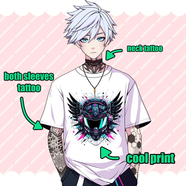 Premade Fullbody Live2d Male Vtuber Model: White Bad Rebel Rock Boy ...