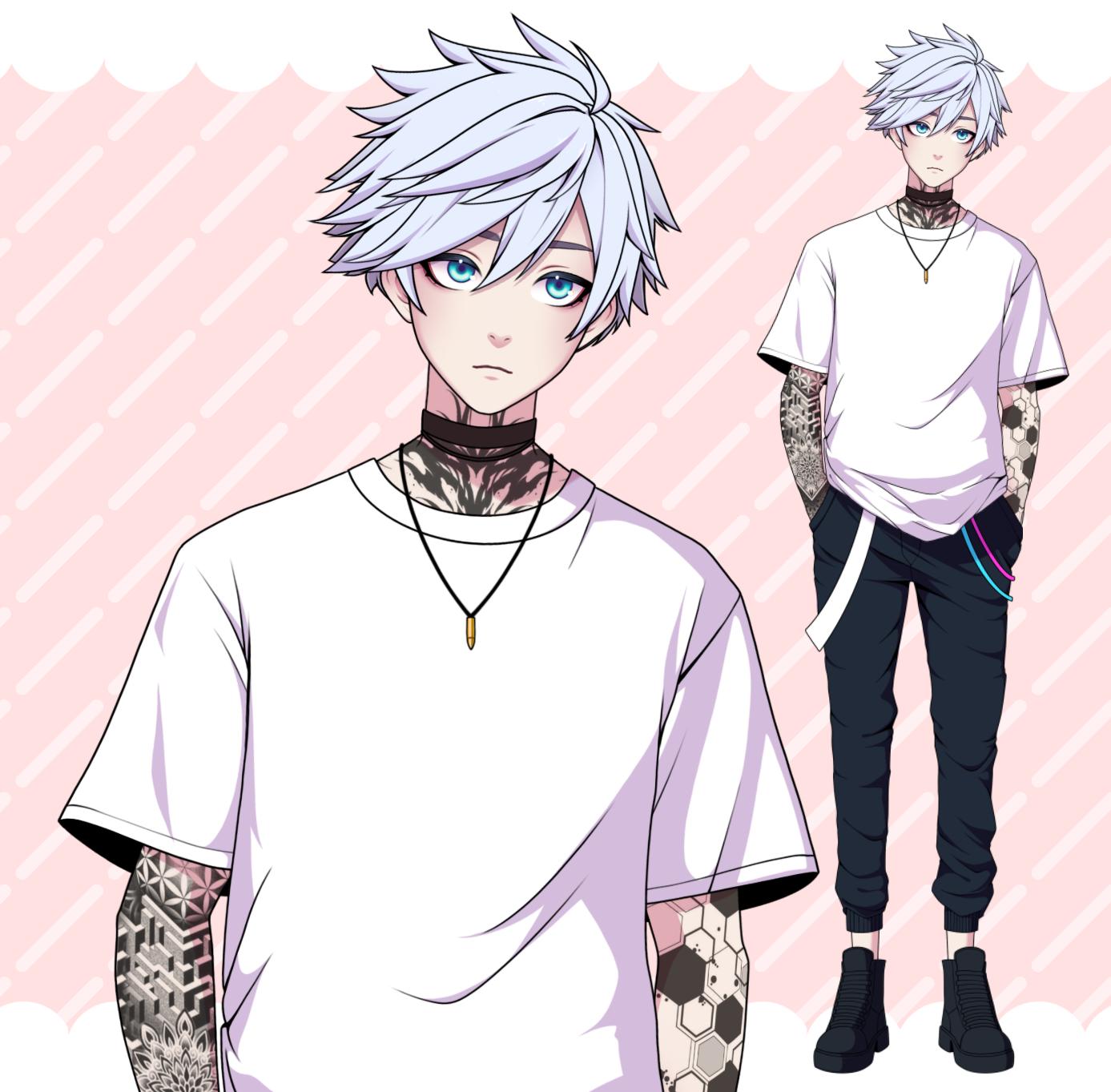 Premade Fullbody Live2d Male Vtuber Model: White Bad Rebel Rock Boy ...
