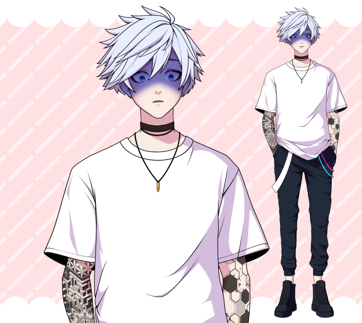 Premade Fullbody Live2d Male Vtuber Model: White Bad Rebel Rock Boy ...