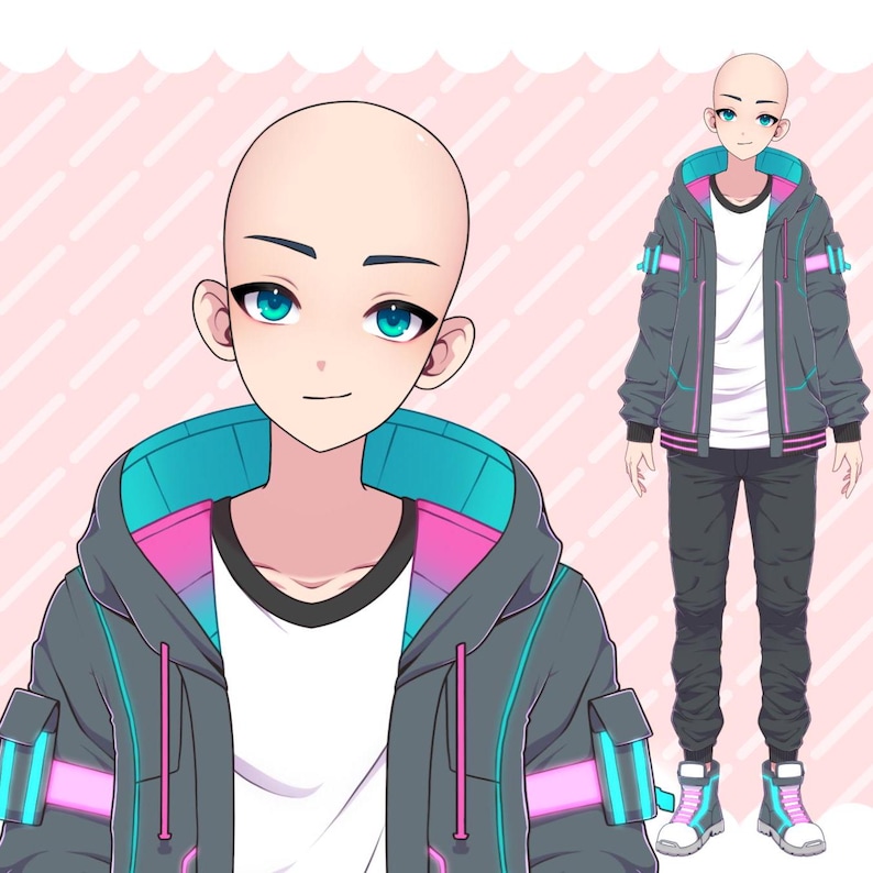 Premade Fullbody Live2d Male Vtuber Model: Tech Blue Boy, Customizable ...