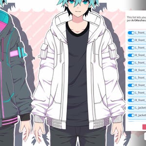 Premade Fullbody Live2d Male Vtuber Model: Tech Blue Boy, Customizable ...
