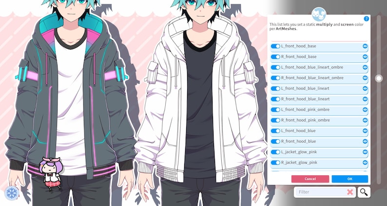 Premade Fullbody Live2d Male Vtuber Model: Tech Blue Boy, Customizable ...