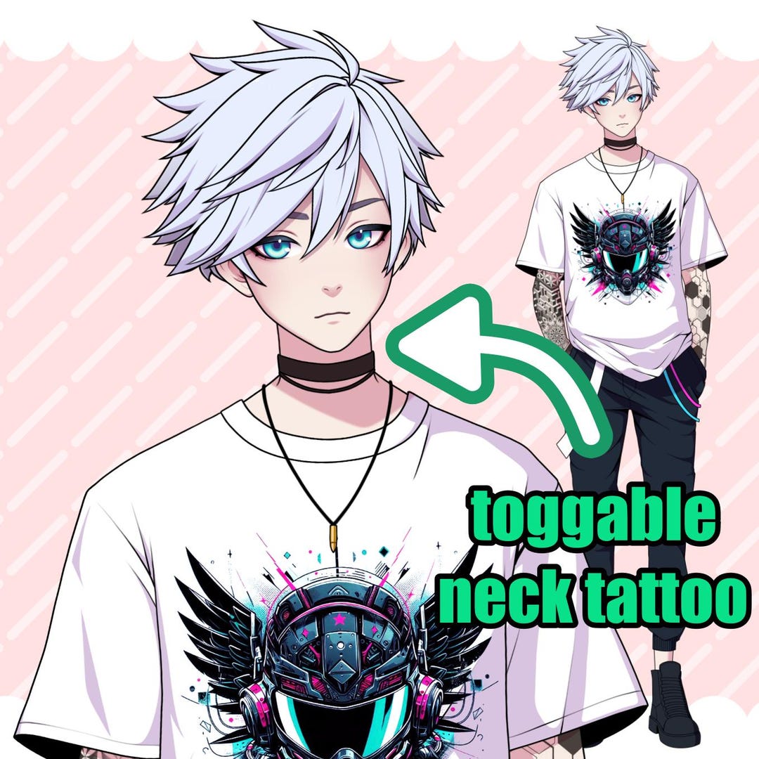 Pre-made Fullbody Vtuber Male Model: White Bad Rebel Rock Boy, Live2d ...