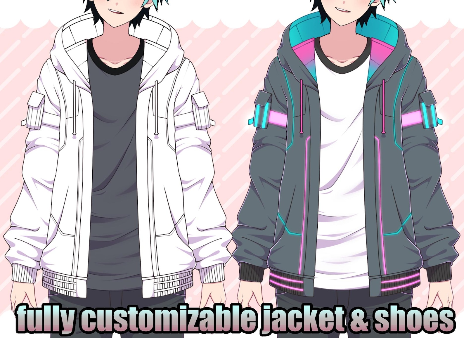 Premade Fullbody Live2d Male Vtuber Model: Tech Blue Boy, Customizable ...