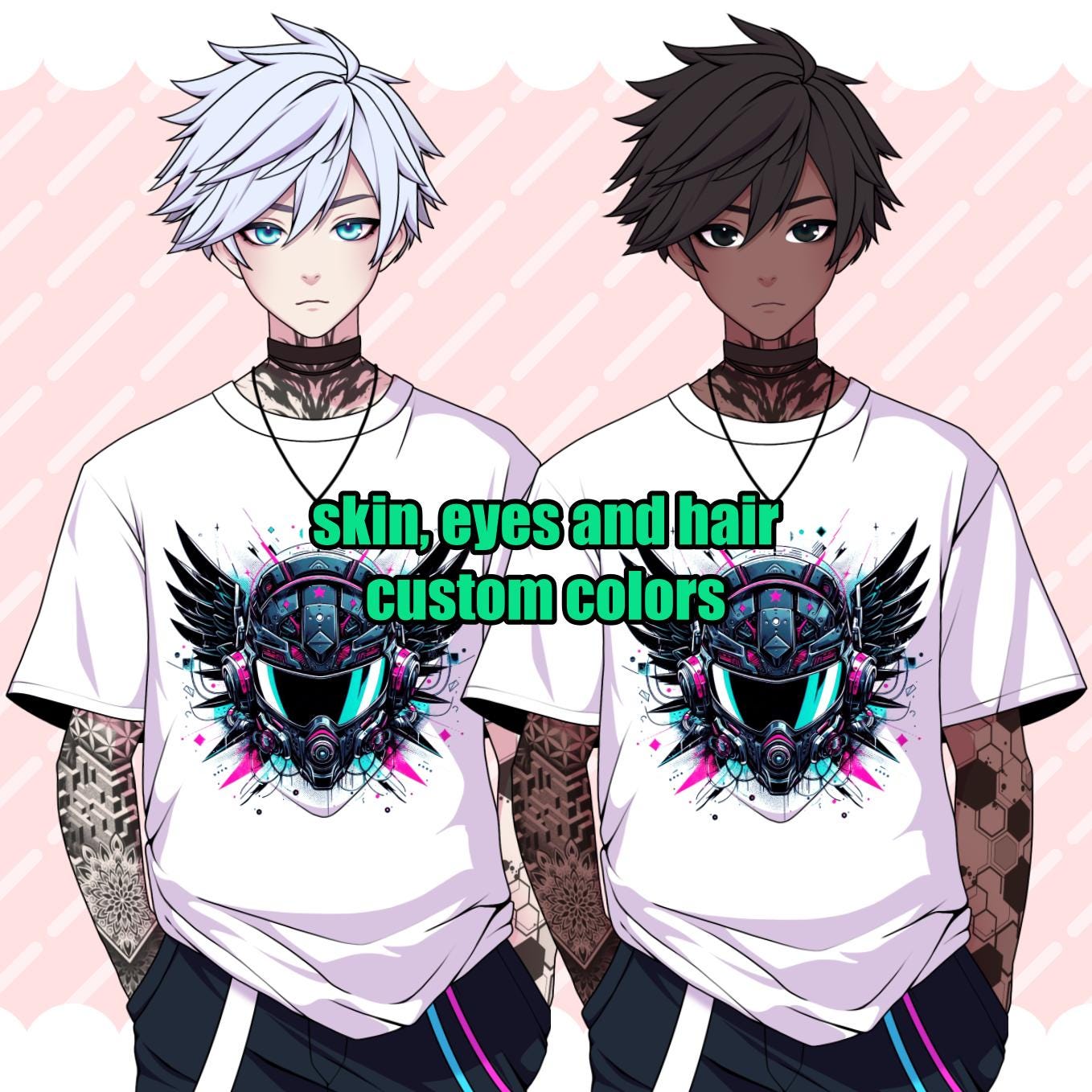 Premade Fullbody Live2d Male Vtuber Model: White Bad Rebel Rock Boy ...