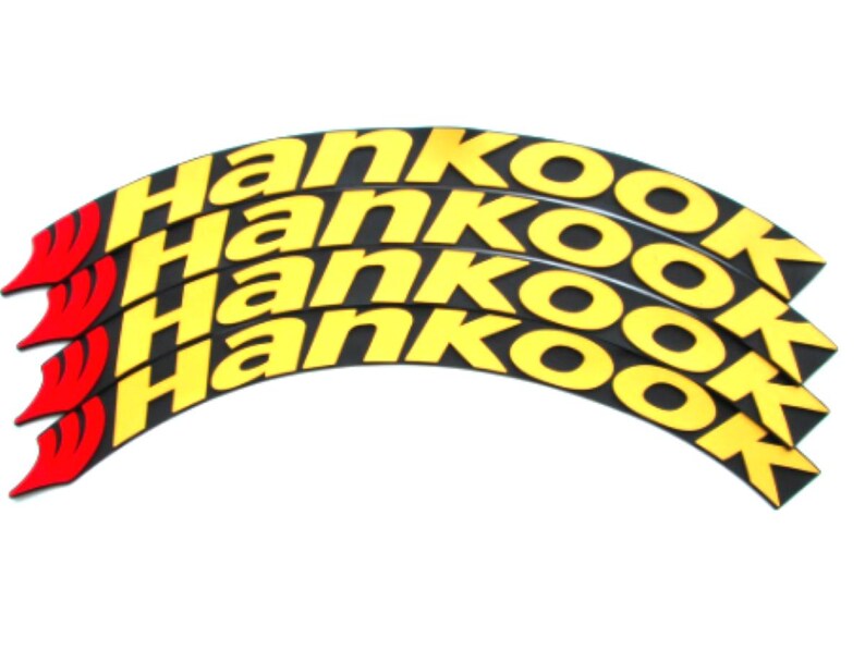 Hankook Yellow Permanent Tire Lettering Stickers 1.25" Letter for 14 ...