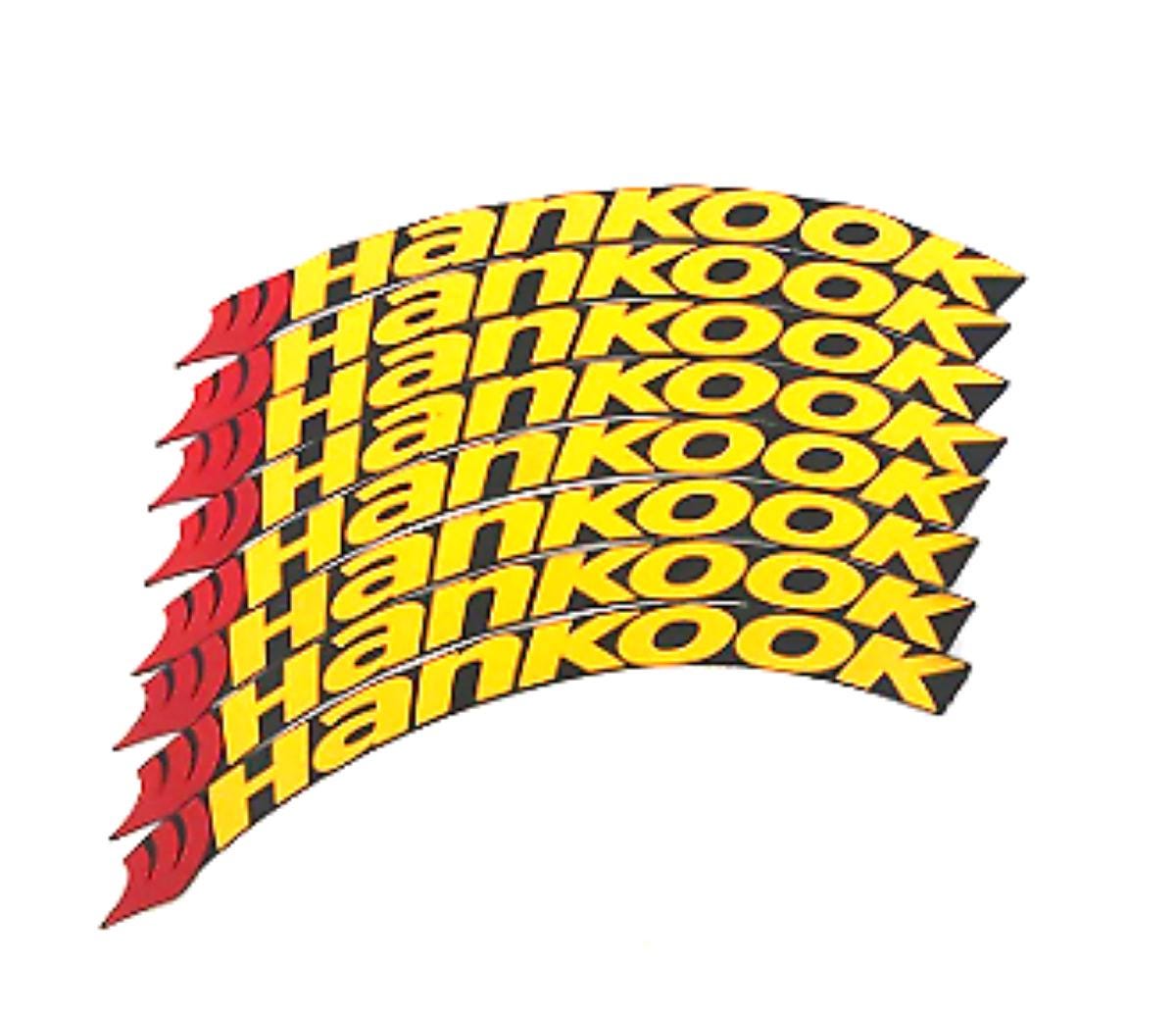 Hankook Yellow Permanent Tire Lettering Stickers 1.25" Letter for 14 ...