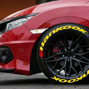 Hankook Yellow Permanent Tire Lettering Stickers 1.25" Letter for 14 ...