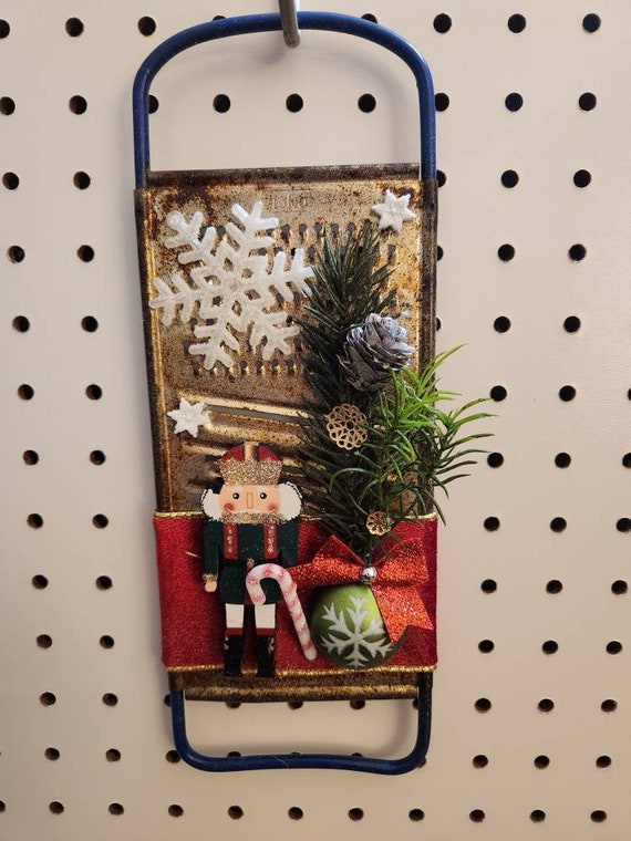 One of a kind Nutcracker Christmas Wall Art Upcycled Cheese Grater With Festive Decor Etsy UK