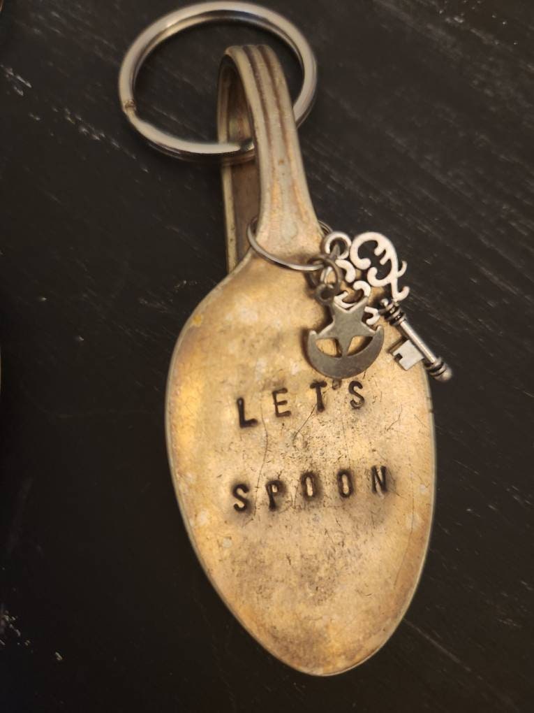 Vintage Silver Spoon Keychain / Keyring With Charm - Etsy
