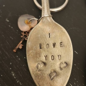 Vintage Silver Spoon Keychain / Keyring With Charm - Etsy